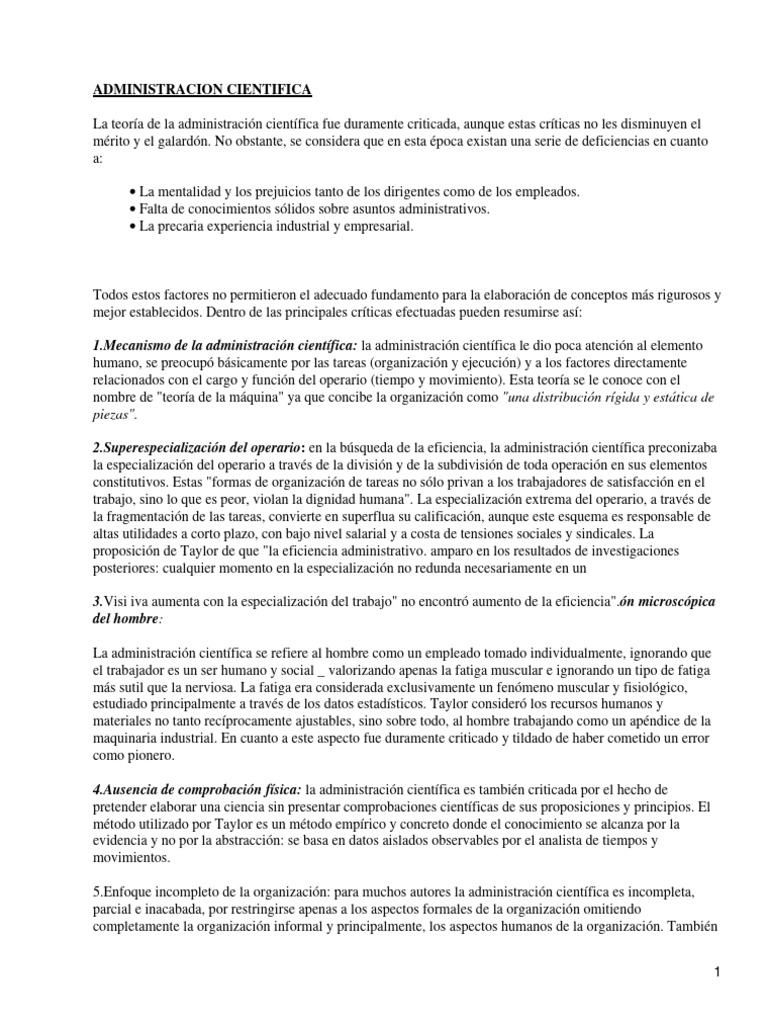 administracion cientifica | PDF