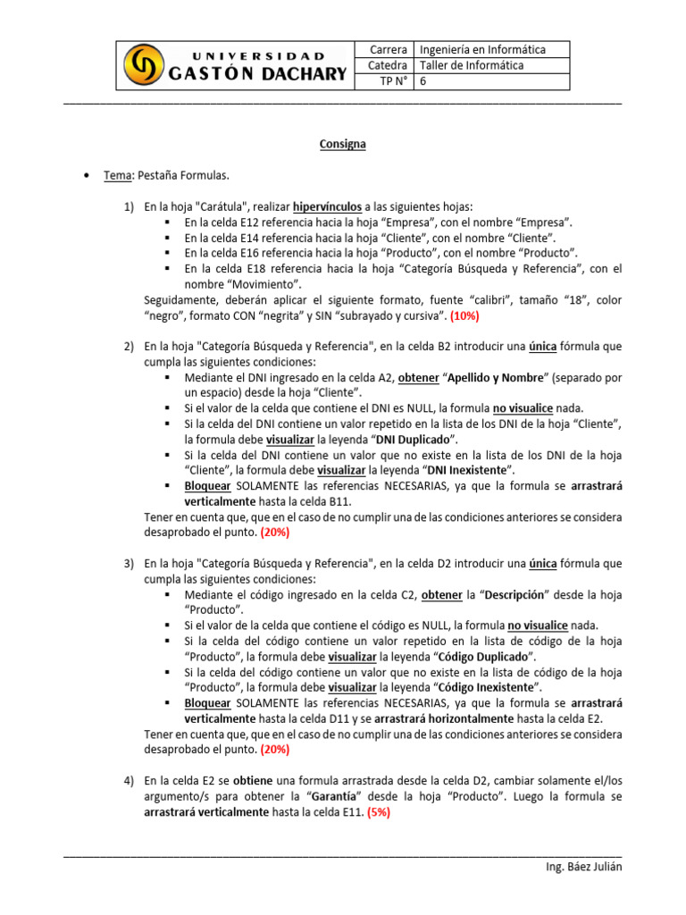 Trabajo Practico N°6 (Consigna) | PDF | Informática