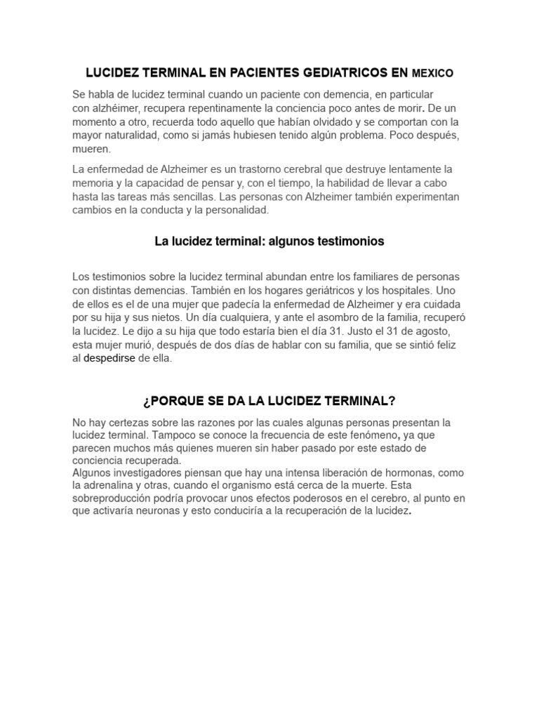 Lucidez Terminal en Pacientes Gediatricos en Mexico | PDF Lucidez Terminal en Pacientes Gediatricos en Mexico | PDF