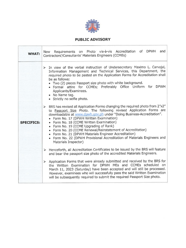 Revision of Forms Public Advisory | PDF