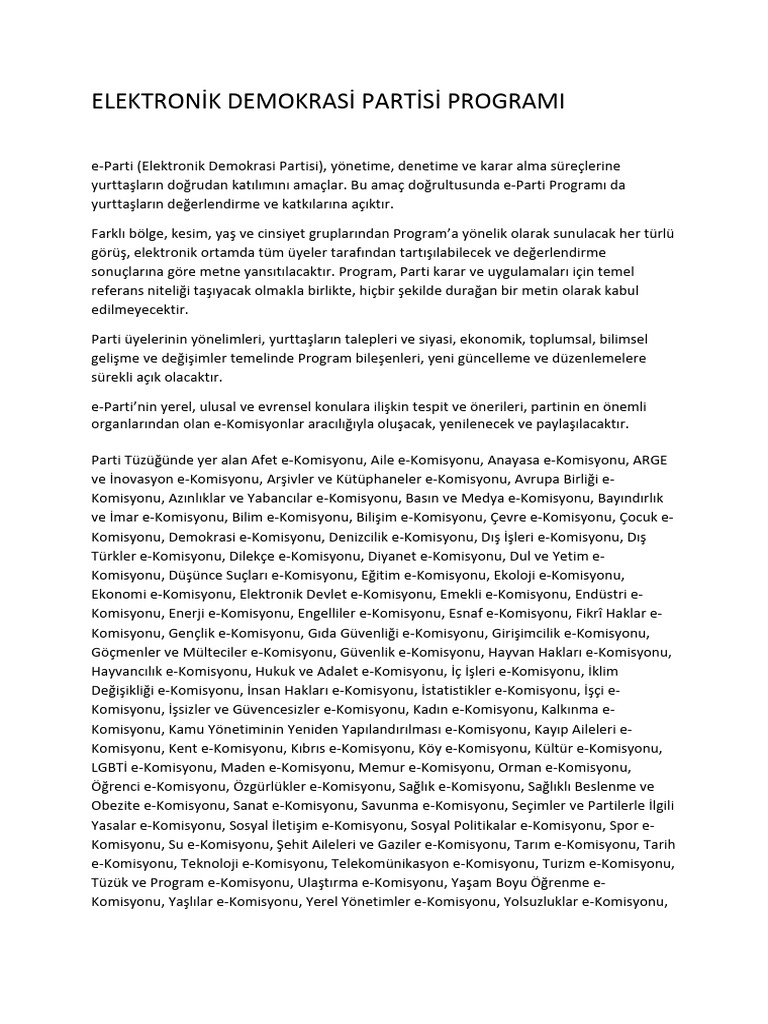 Electronic Direct Democracy Party | PDF