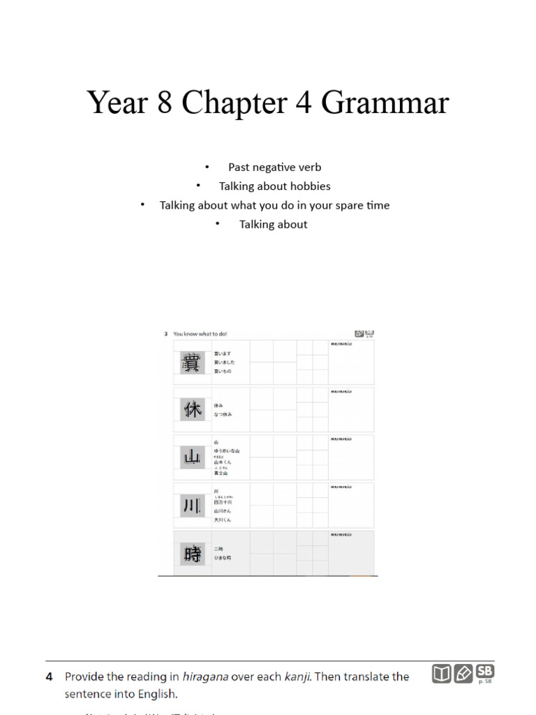 Year 8 Chapter 4 Grammar | PDF