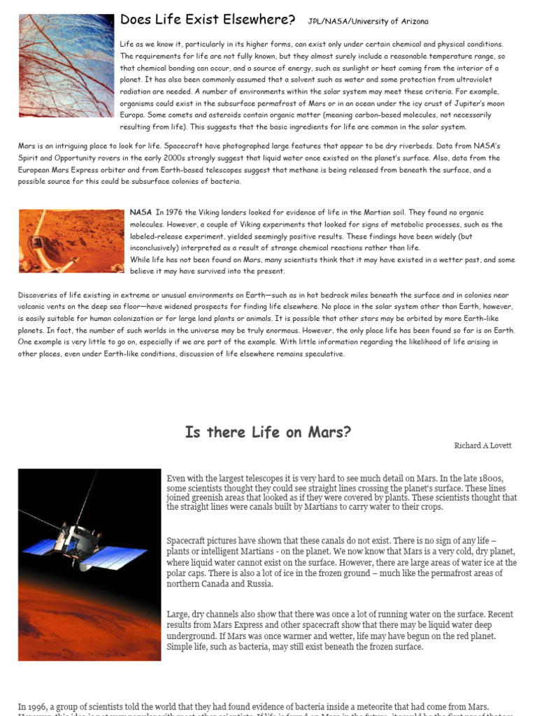 Lesson 6 - Life On Mars Article | PDF | Mars | Life On Mars