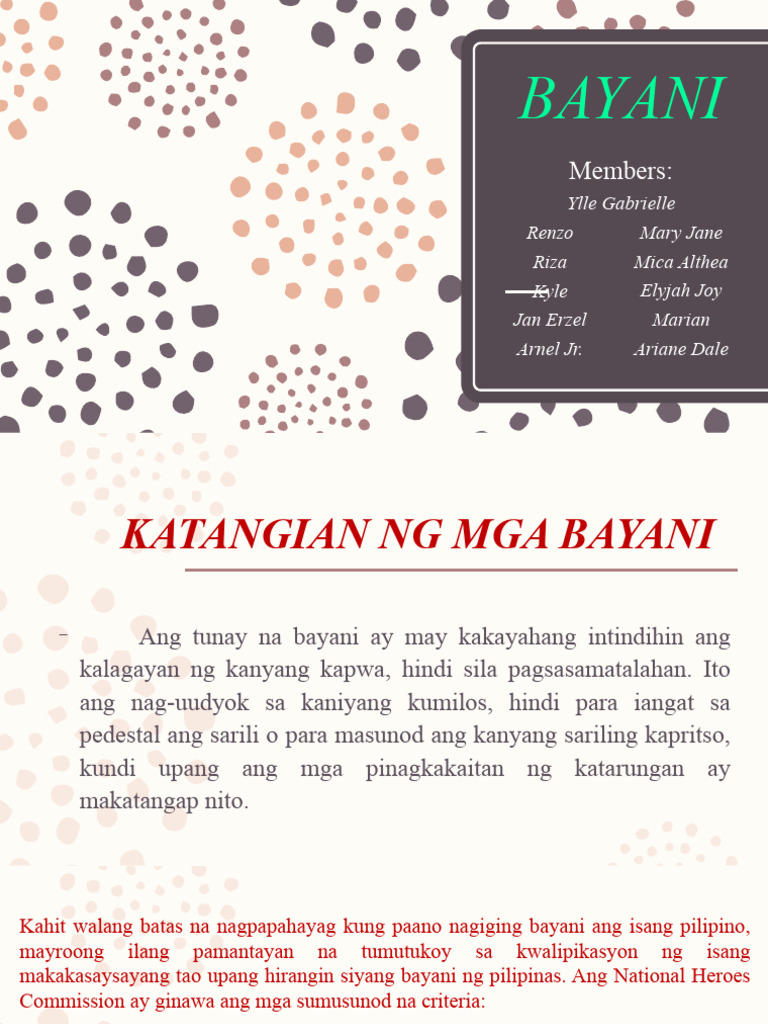 BAYANI Slideshow Project | PDF