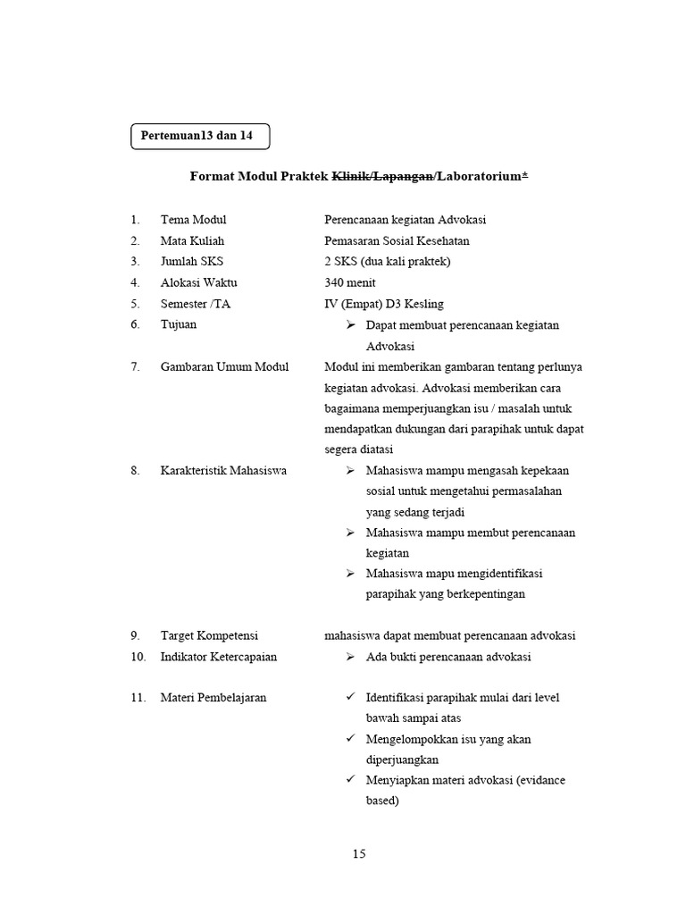 Modul Praktek Pert 13 Dan 14 Advokasi | PDF