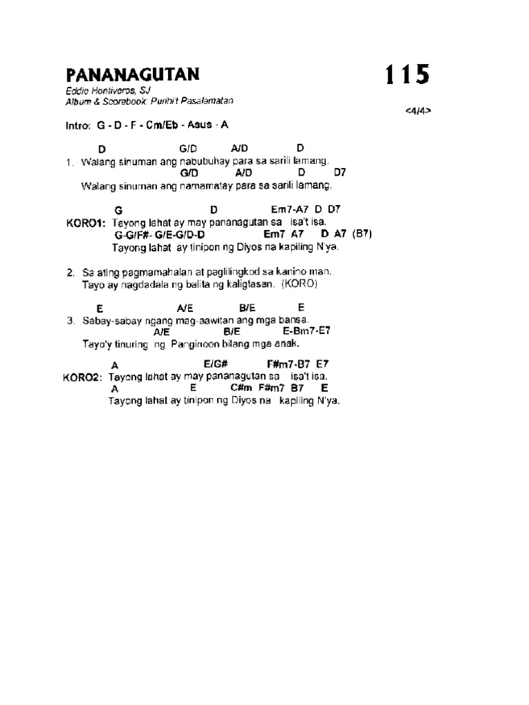 Pananagutan Chords | PDF