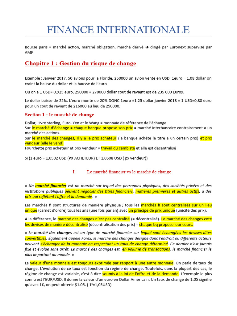 Cours de Finance Internationale | PDF