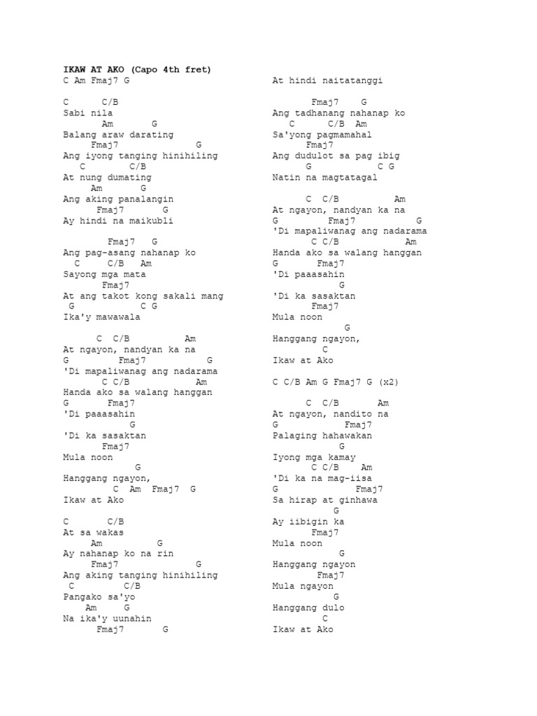 Ikaw at Ako: Chords and Lyrics | PDF