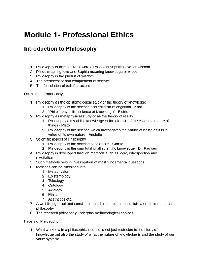 Professional Ethics Notes | PDF | Free Will | Epistemology