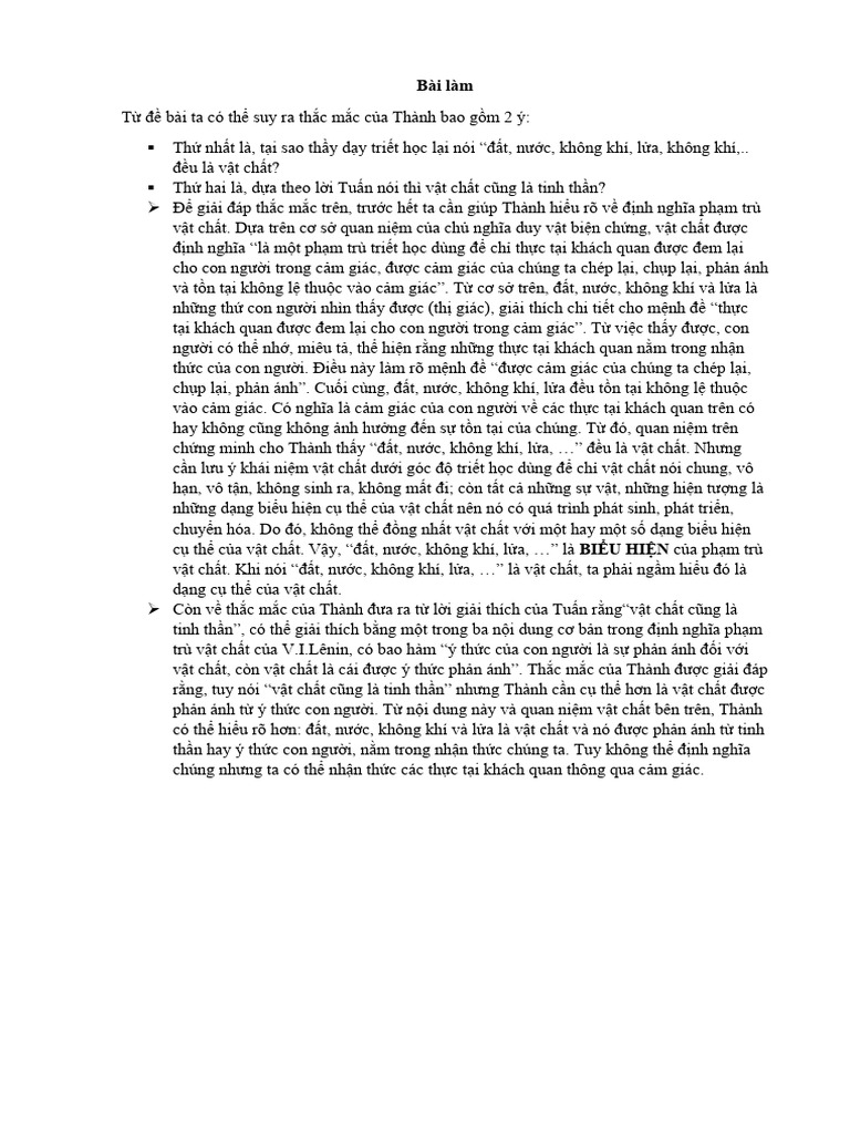 Bài tập triết học nhóm 6 | PDF