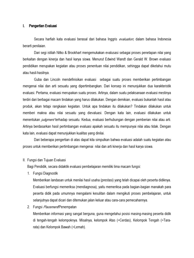 Materi MK Evaluasi Pembelajaran | PDF