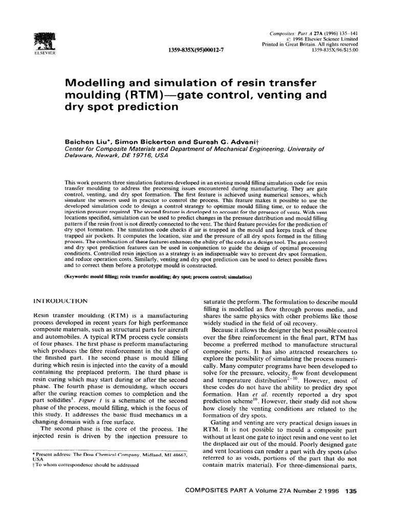 Modelling and Simulation of Resin Transfer Moul 1996 Composites Part A ...