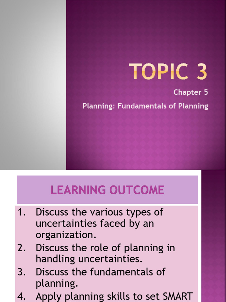 Management Topic 3-Chapter 5-Planning The Foundation of Successful ...