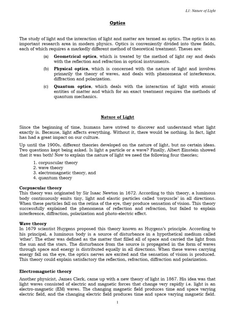 L1 Nature Light | PDF | Electromagnetic Radiation | Light