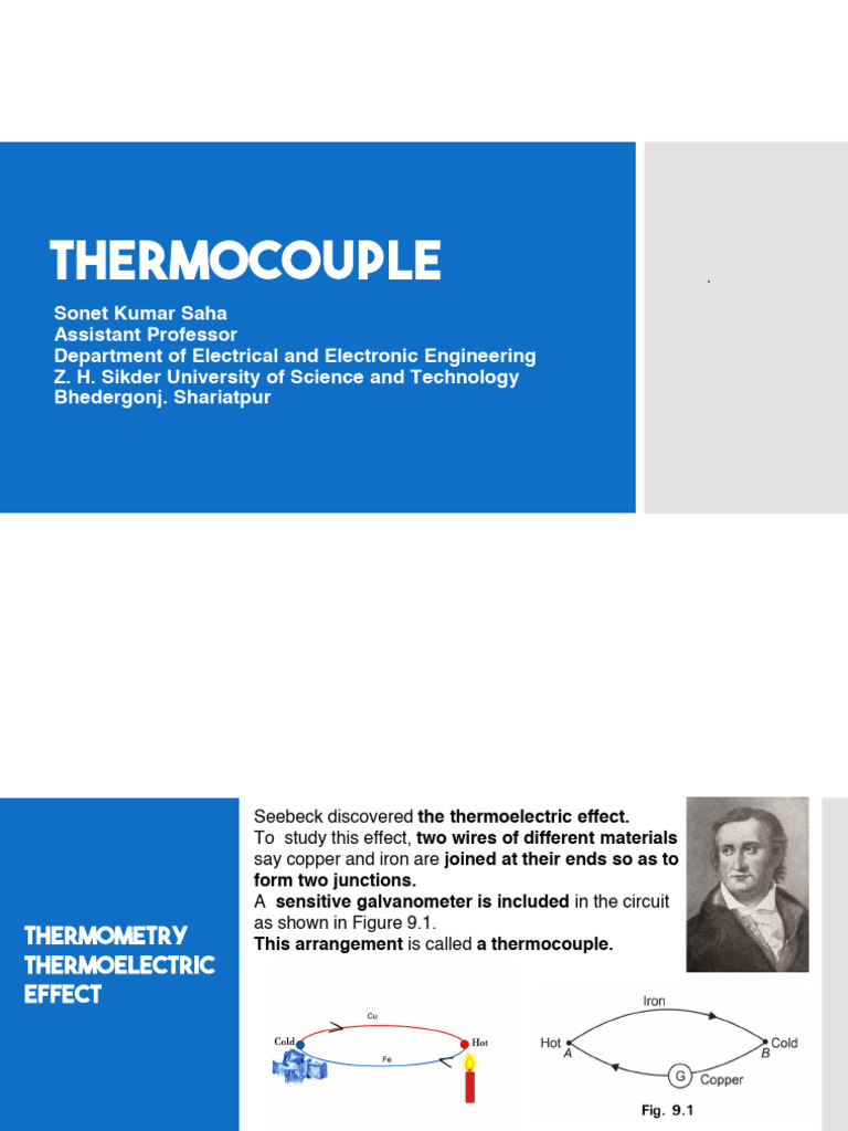 Lecture Sheet On Thermocouple | PDF | Thermocouple | Chemistry