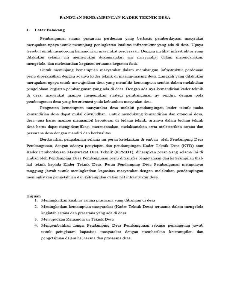 Panduan Kader Teknik Desa dan RAB | PDF