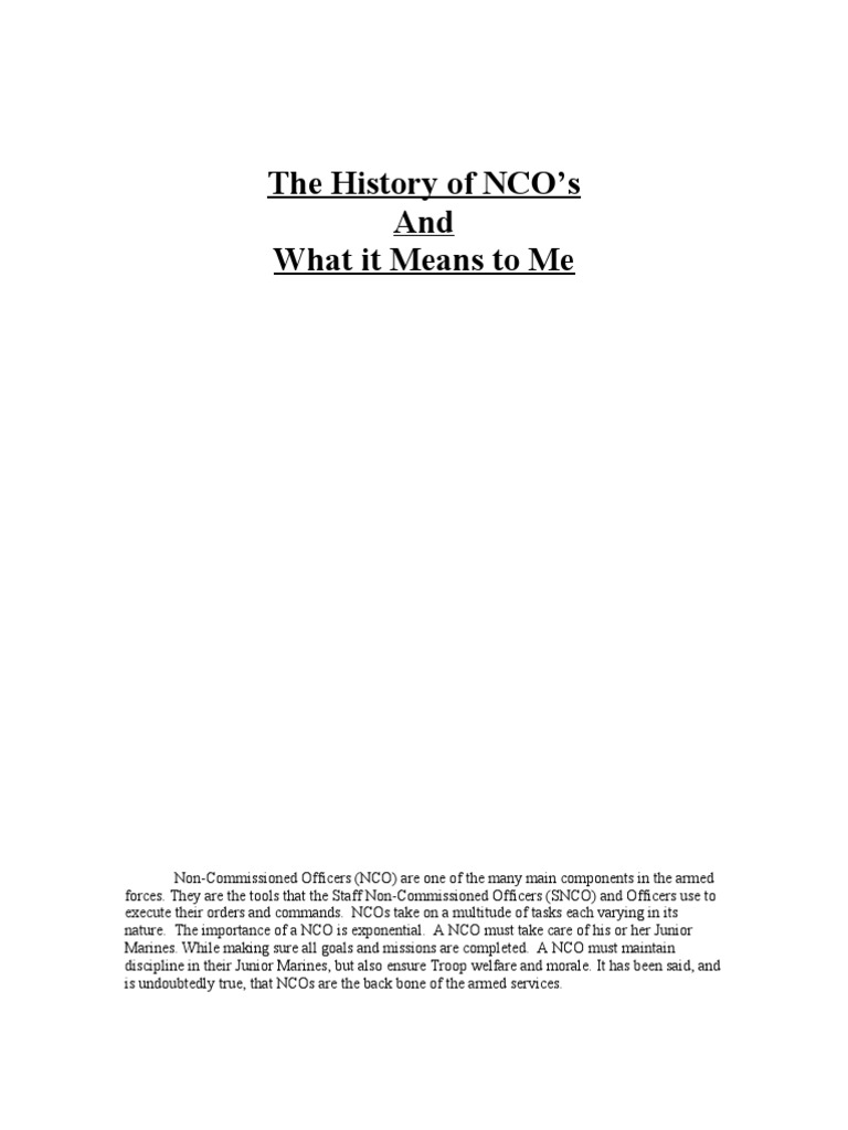 The History of NCO 2 | PDF | Non Commissioned Officer | United States ...