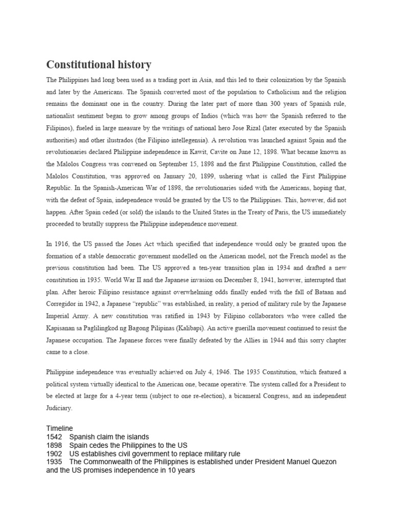 Philippines Constitutional History and TIMELINE | PDF