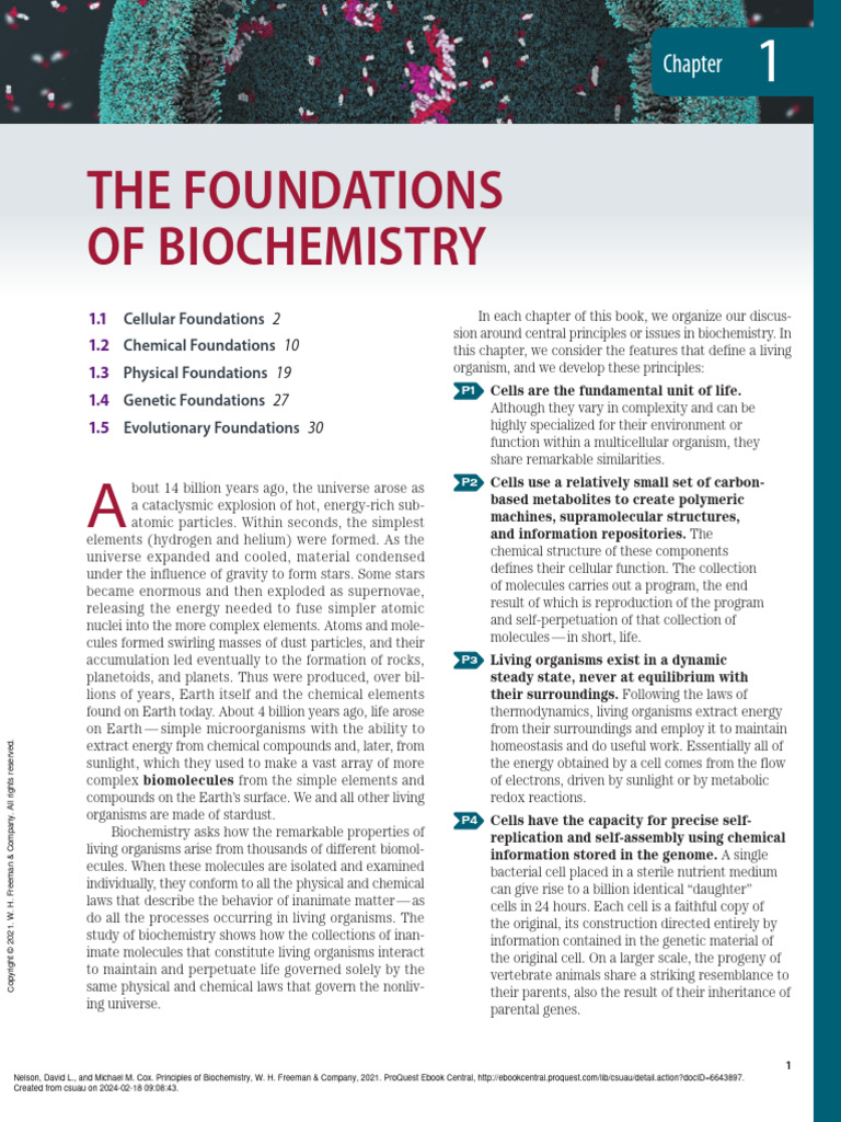 Principles of Biochemistry - (Chapter 1 The Foundations of Biochemistry) | PDF | Cell (Biology ...