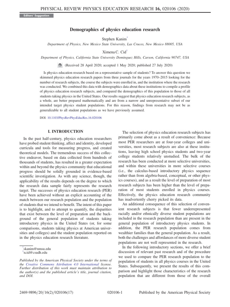 PhysRevPhysEducRes 16 020106 | PDF