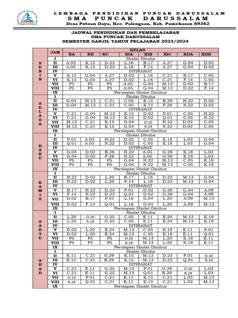 Jadwal 2023-1 | PDF