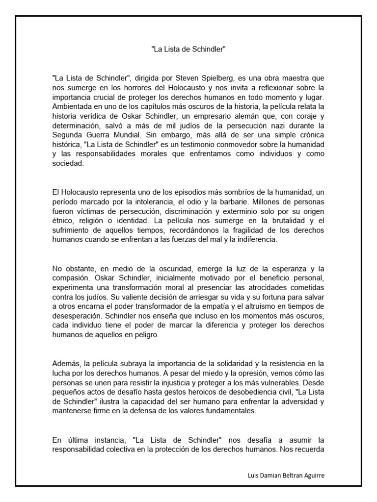Descargar "La Lista de Schindler" | PDF
