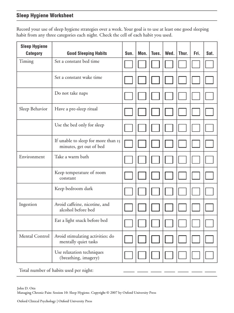 Sleep Hygiene Checklist | PDF