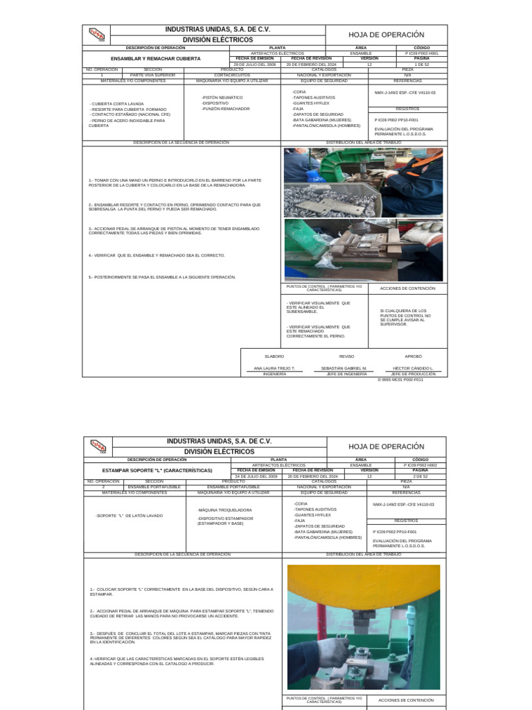 Hojas de Operación | PDF | Tornillo | Bienes manufacturados