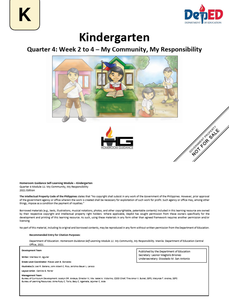 HG - Kindergarten Q4 Module 11 - My Community, My Responsibility | PDF ...
