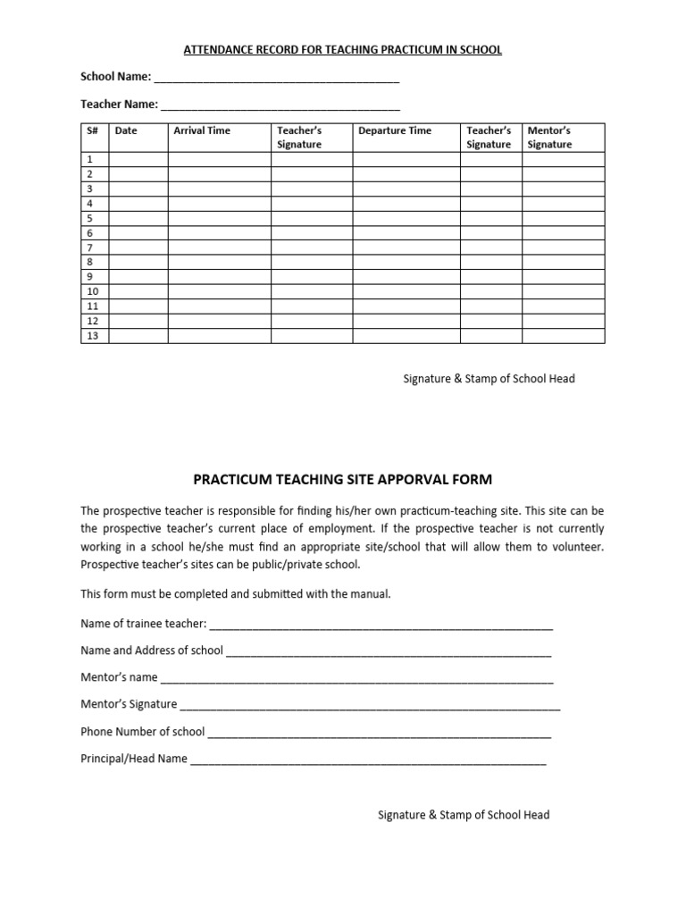 Practicum Teaching Site Approval Form | PDF | Honorifics | Titles