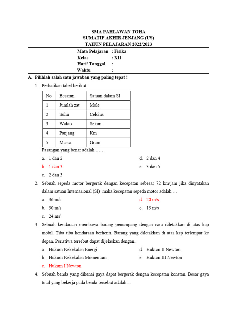 SOAL PSAJ Fisika Tahun 2023 + Jawaban | PDF