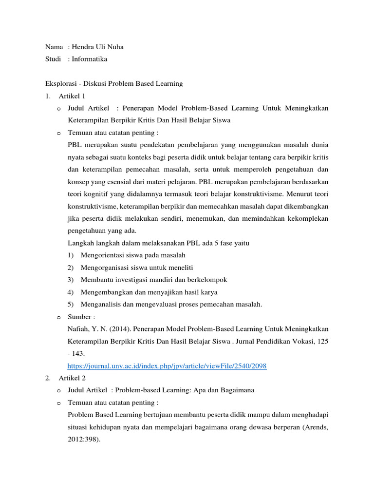Eksplorasi - Diskusi Problem Based Learning | PDF