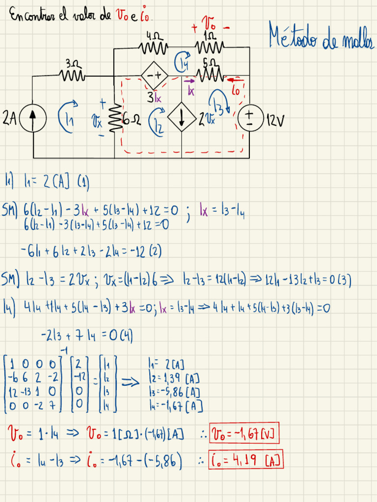 Método de Mallas: Cálculo de Voeio | PDF