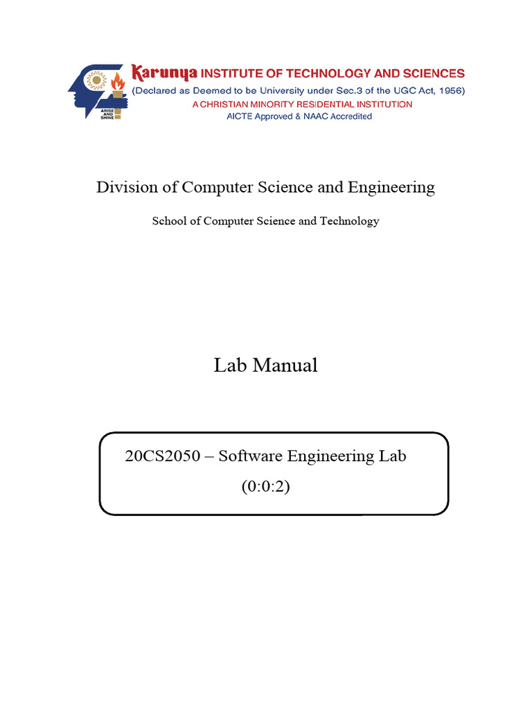 20CS2050L Software Engineering Labmanuel | PDF | Engineering | Use Case