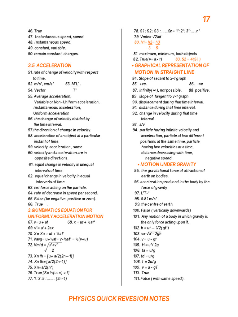 Chapter 3 - Motion in A Straight Line-Split | PDF | Velocity | Acceleration