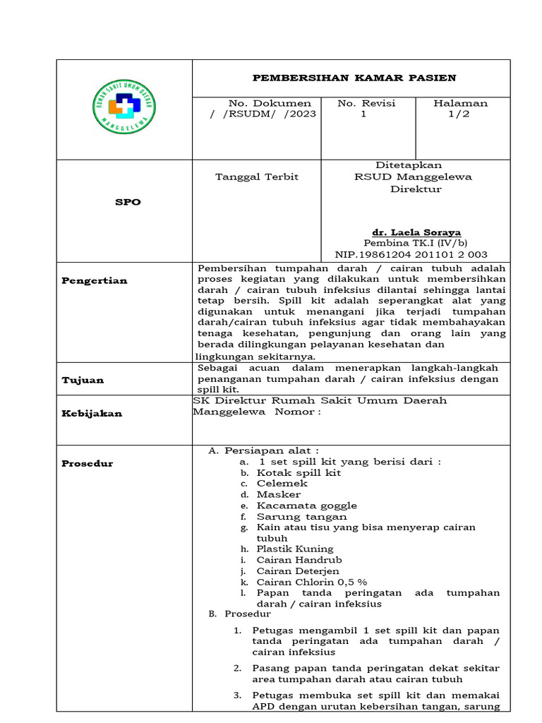 Prosedur Penggunaan Spill Kit Medis | PDF