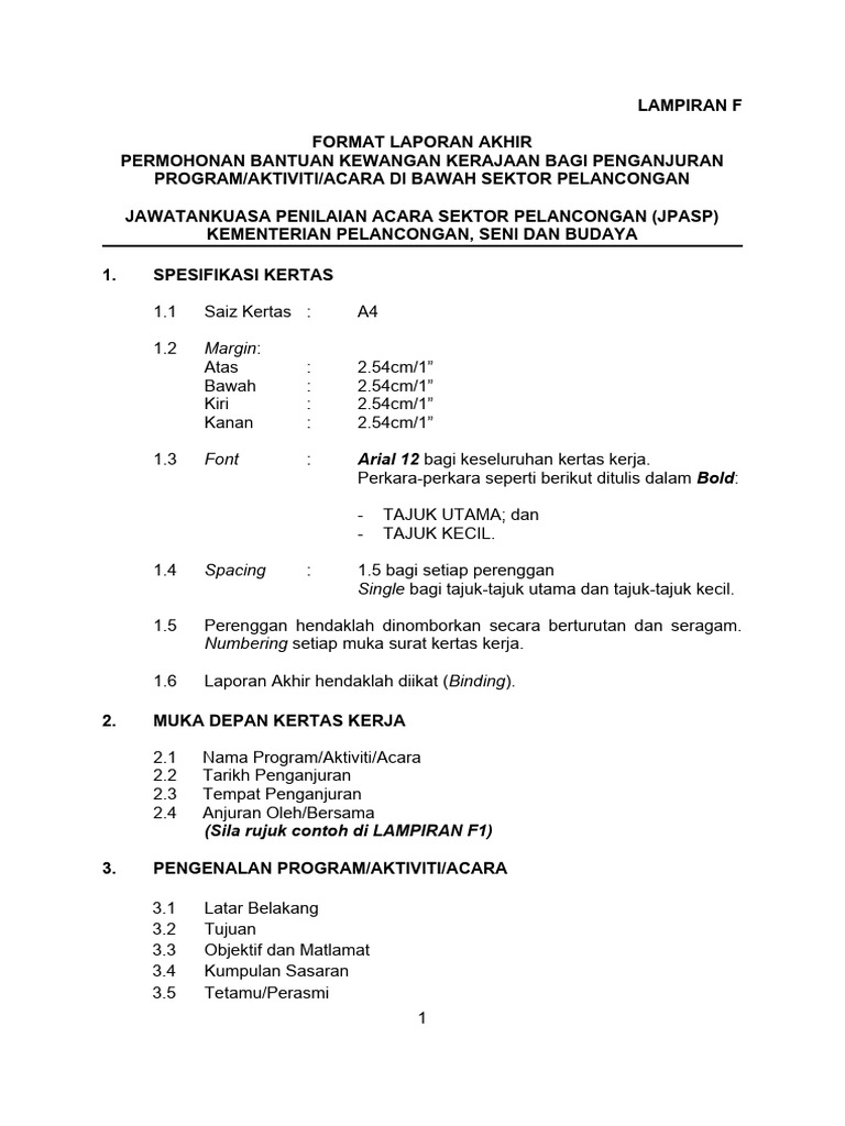 Lampiran F - Format Laporan Akhir | PDF
