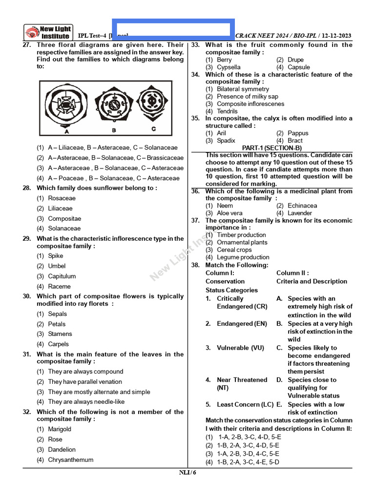 IPL Test-4 Paper-Split | PDF | Organisms | Plant Morphology