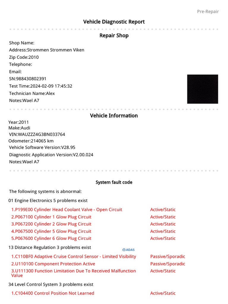 Diagnostic Report 2 | PDF | Electronics | Steering