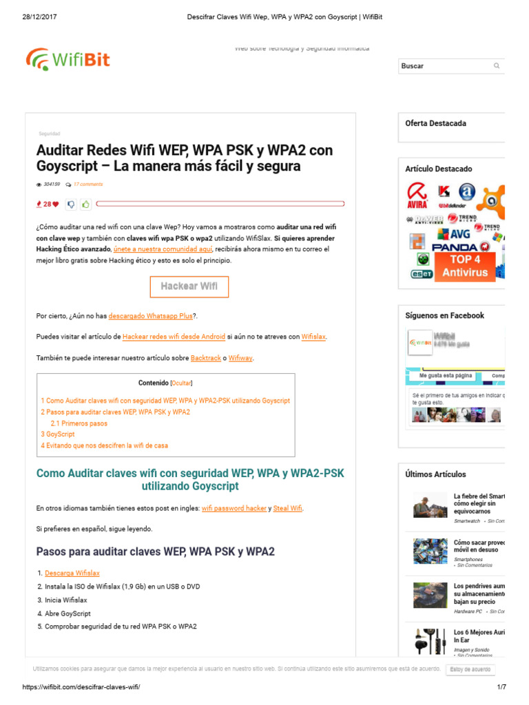 Descifrar Claves Wifi Wep, WPA y WPA2 Con Goyscript - WifiBit | PDF | Contraseña | Clave ...