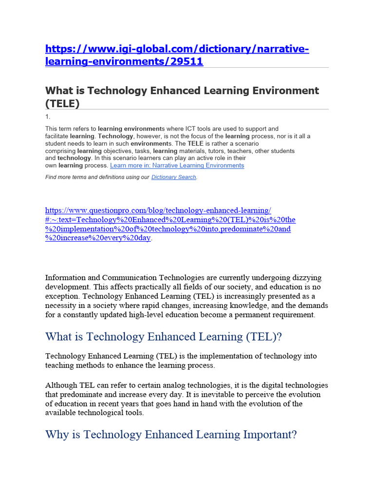TELE | PDF | Educational Technology | Learning