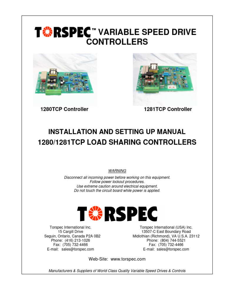 Torspec 1280TCP 1281TCP Control Manuals | PDF