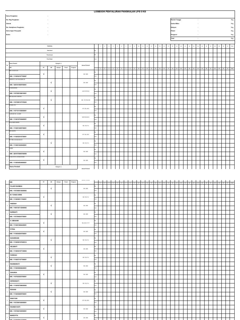 Logbook Penyaluran LPG 3 KG | PDF