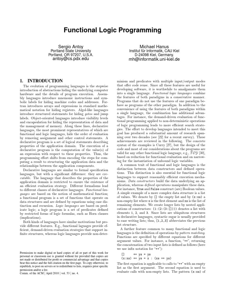Functional Logic Programming (Antoy) | PDF | Parameter (Computer ... Functional Logic Programming (Antoy) | PDF | Parameter (Computer ...