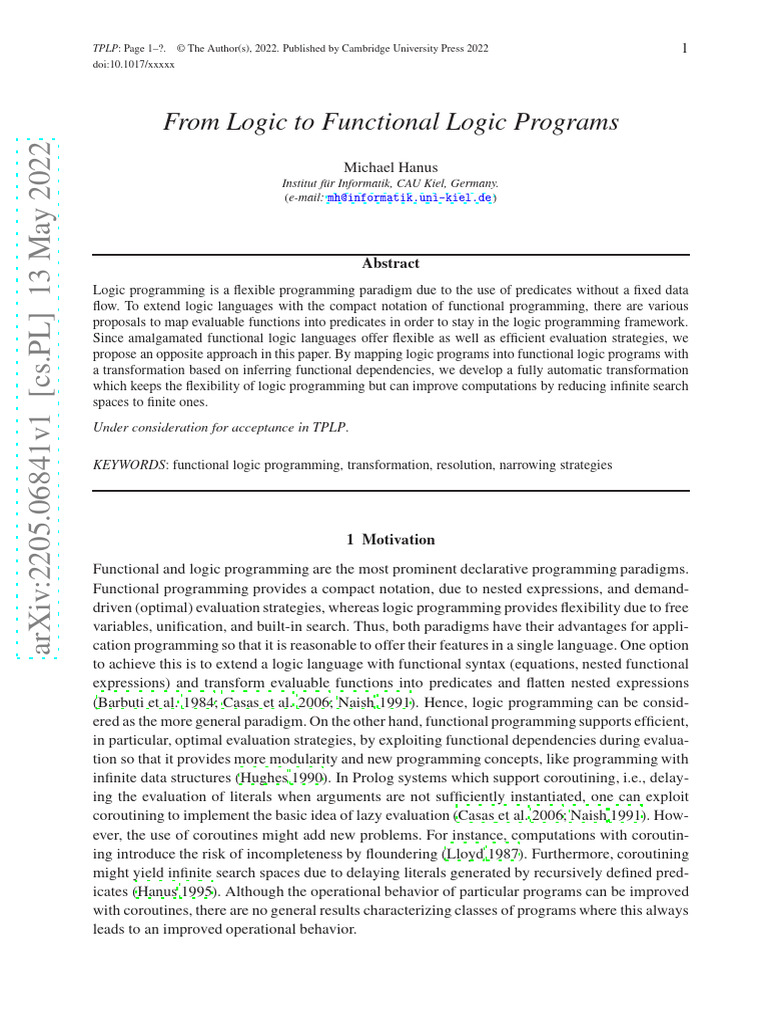From Logic To Functional Logic Programs (Hanus) | PDF | First Order Logic | Software Development