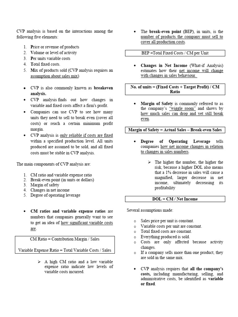 CVP Analysis | Download Free PDF | Economies | Business