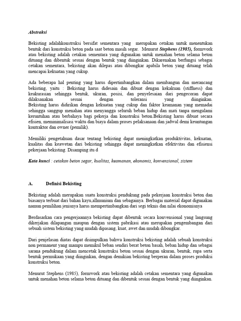 Makalah Tentang Bekisting | PDF