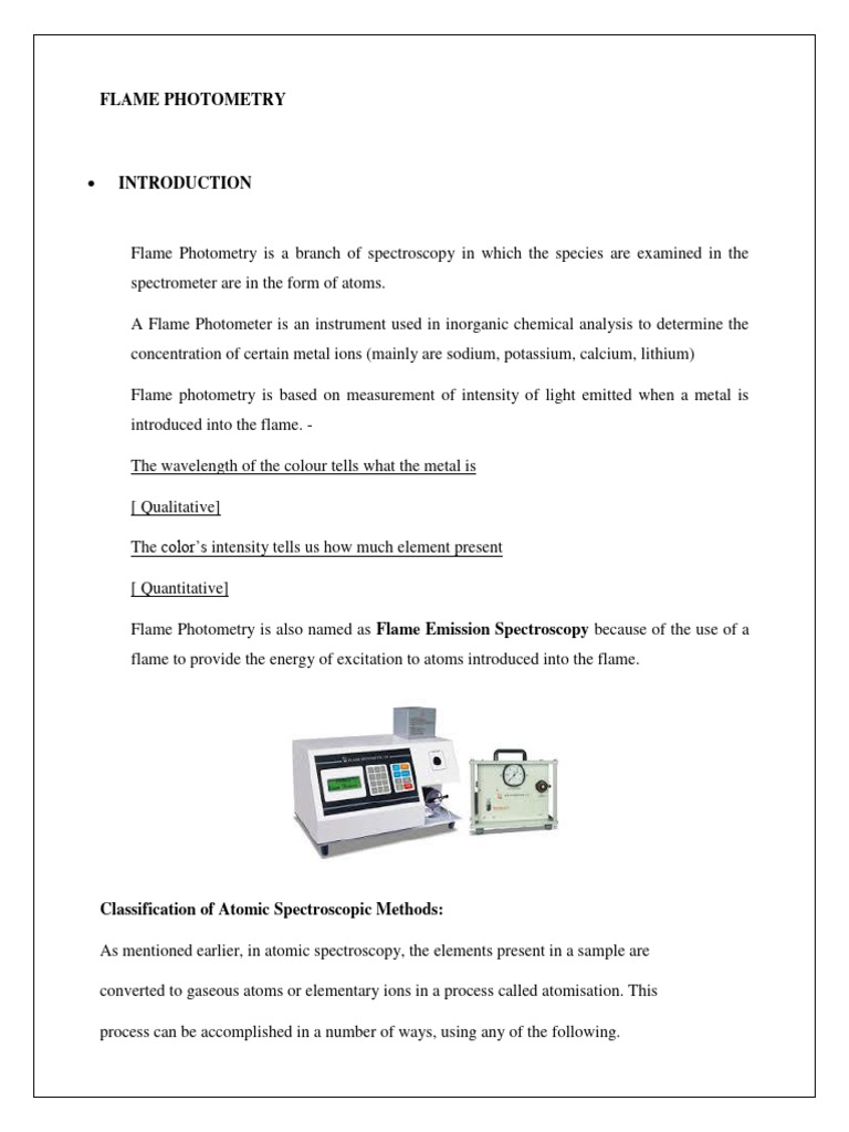 Flame Photometry: Principles & Methods | PDF | Emission Spectrum ...
