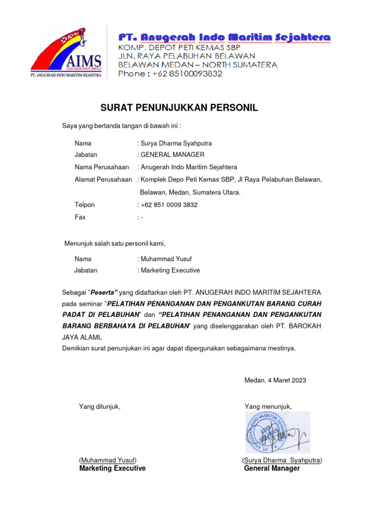 Surat Penunjukan | PDF