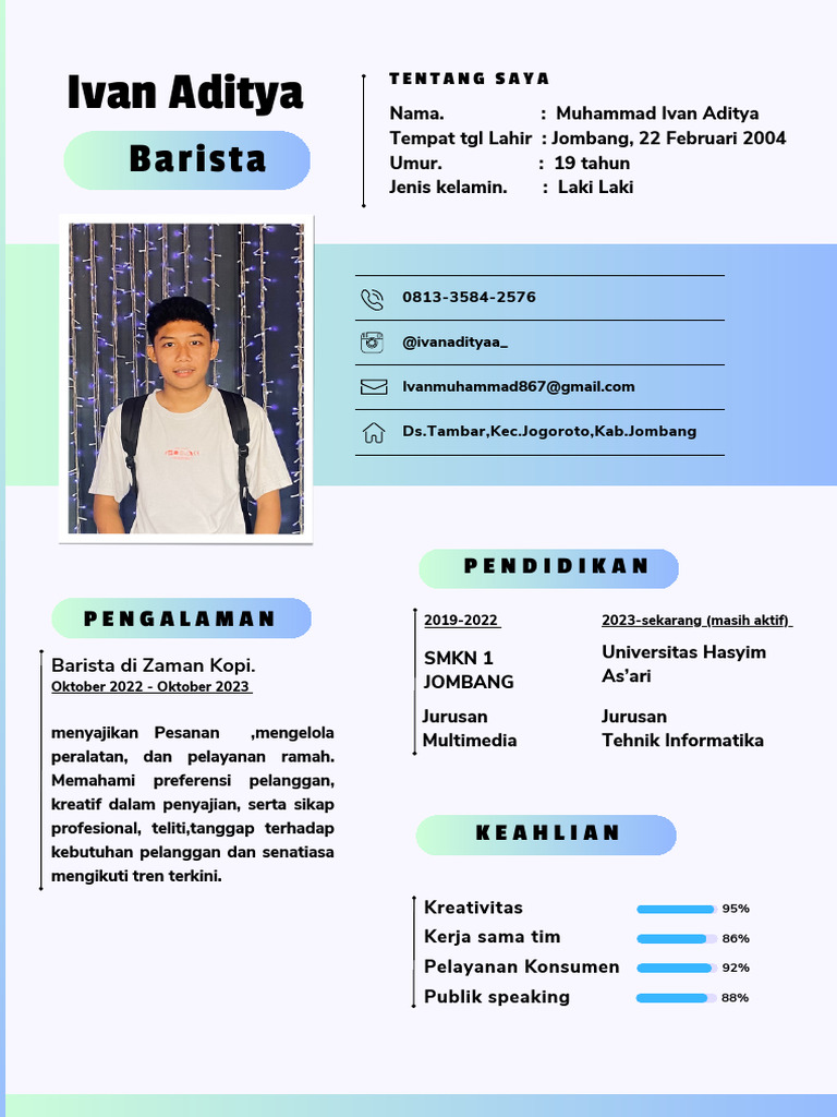 CV-Barista-Ivan Aditya | PDF